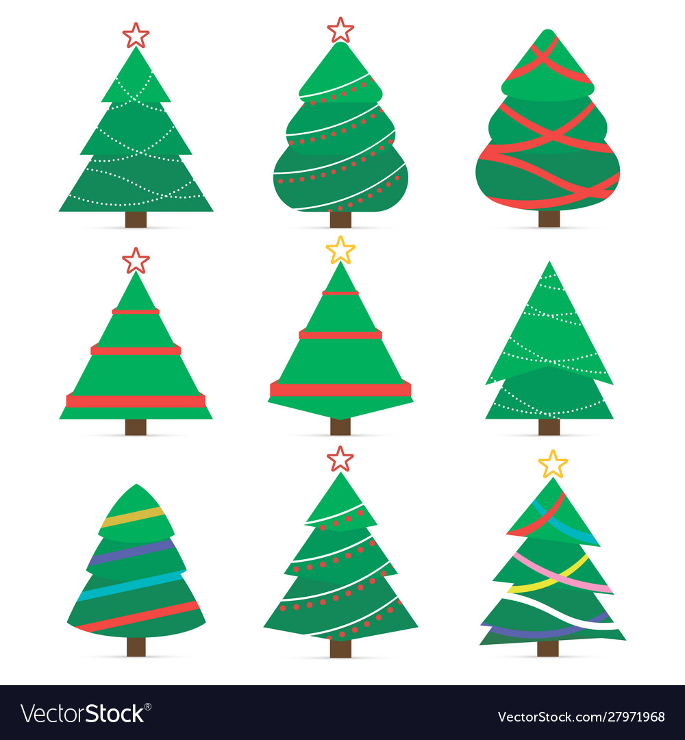 Set christmas tree Royalty Free Vector Image - VectorStock