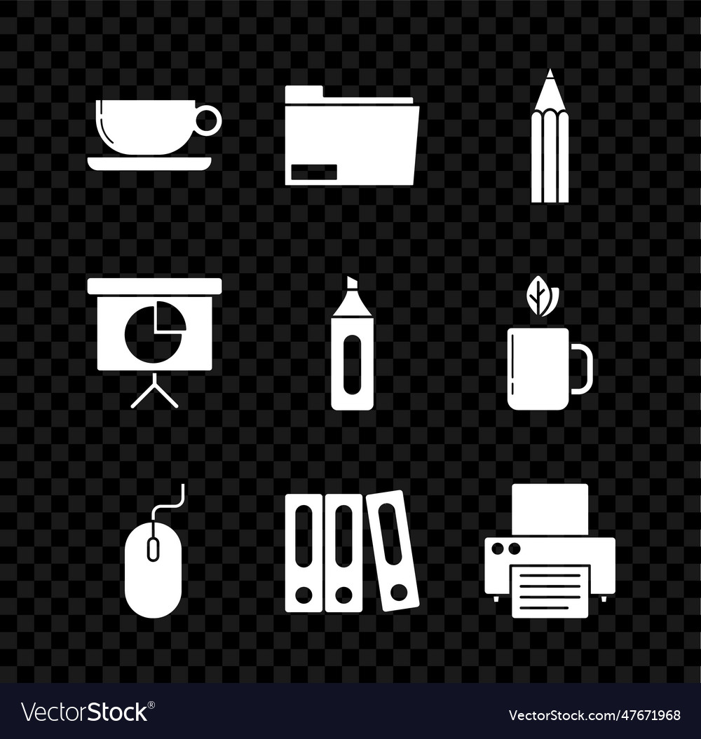 Set coffee cup flat computer mouse office Vector Image