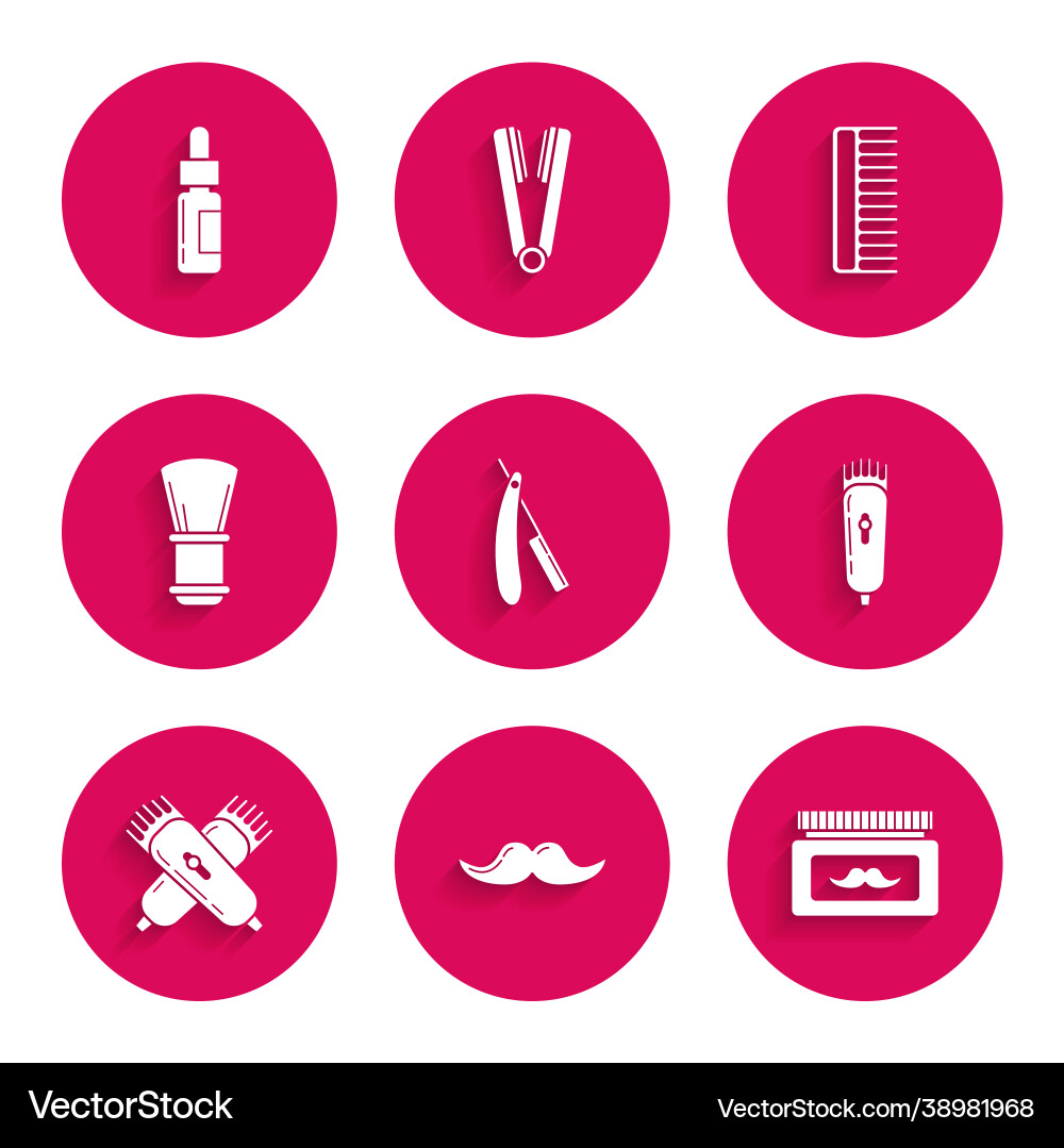 Set straight razor mustache cream lotion Vector Image
