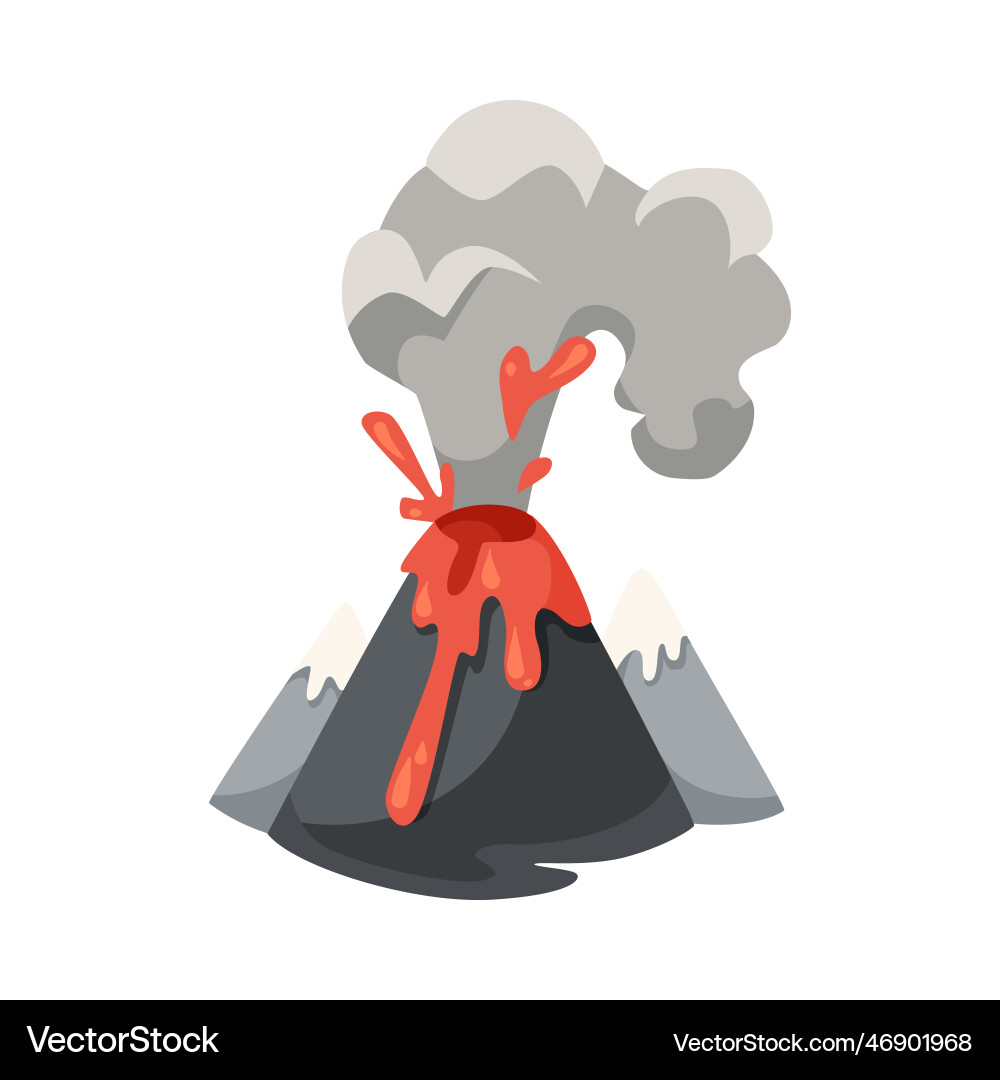 Smoke and lava from volcano eruption Royalty Free Vector