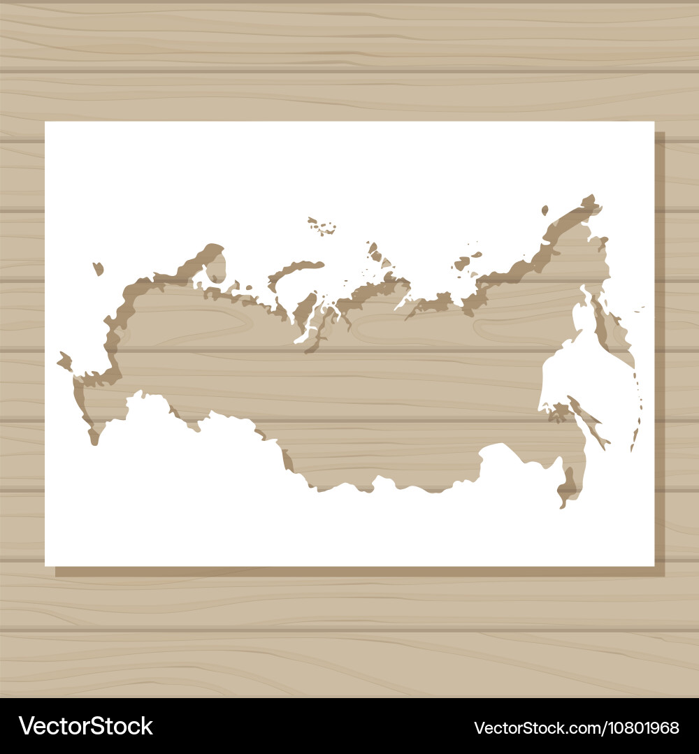 Stencil template russia map on wooden Royalty Free Vector