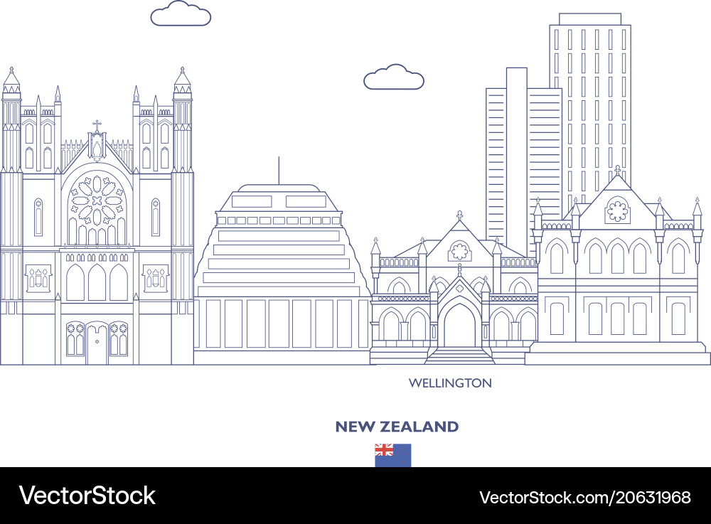 Wellington city skyline Royalty Free Vector Image