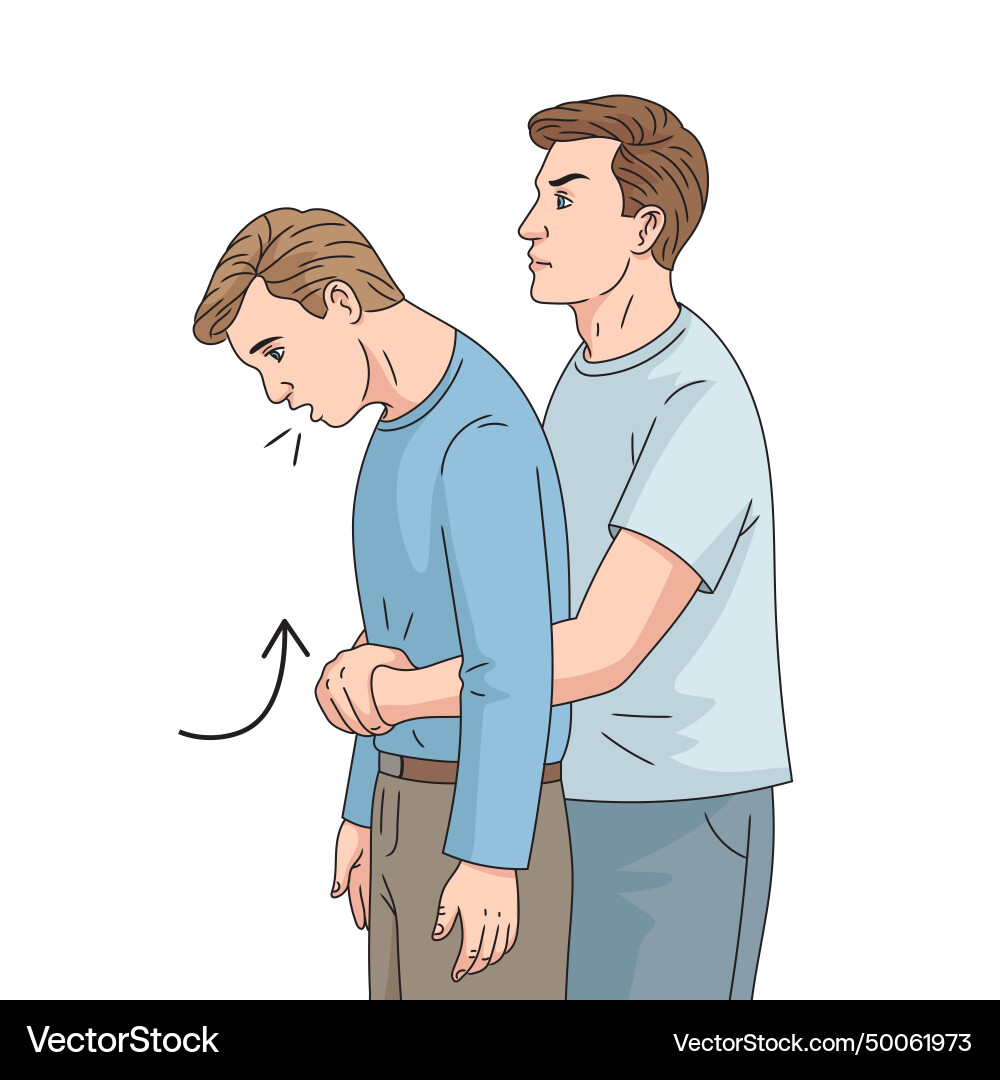 Abdominal thrusts first-aid procedure Royalty Free Vector