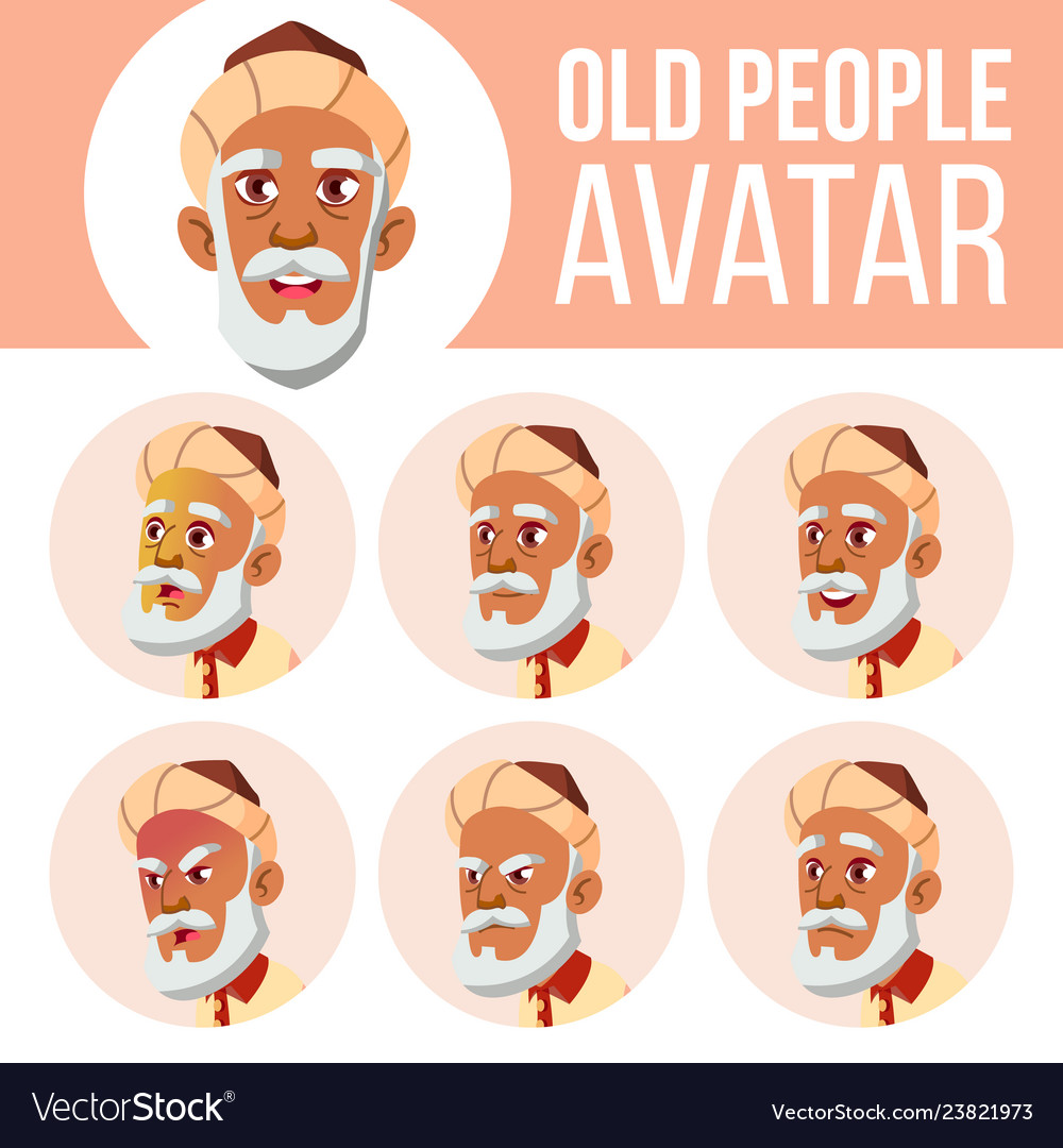 Arab muslim old man avatar set face Royalty Free Vector Arab muslim old man avatar set face Royalty Free Vector