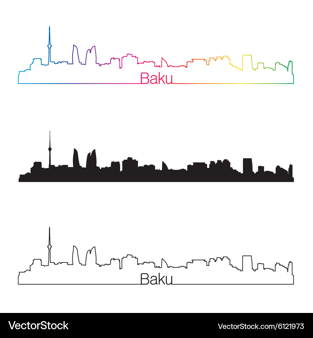 Baku skyline linear style with rainbow Royalty Free Vector