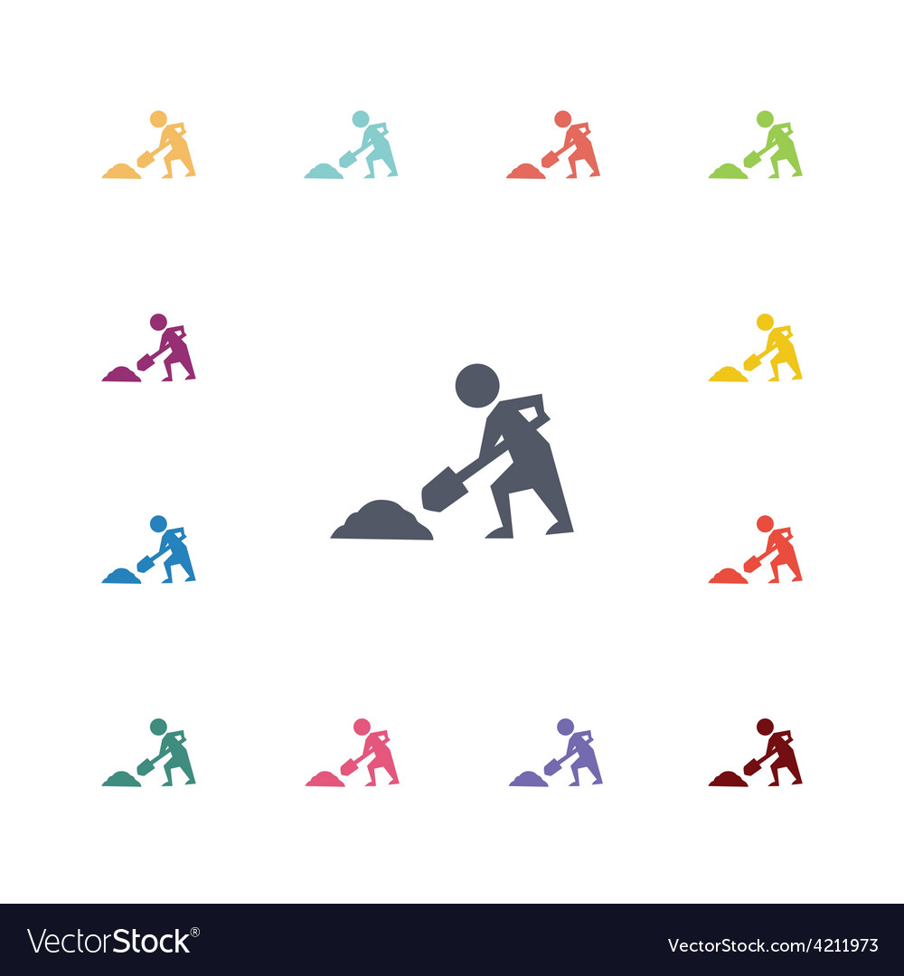 Bau flache Icons Set Lizenzfreies Vektorbild