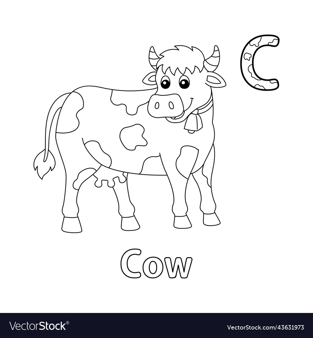 Cow alphabet abc coloring page c Royalty Free Vector Image