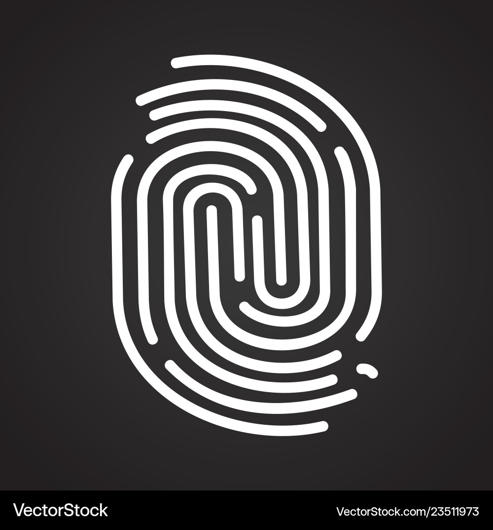 Finger id icon on black background for graphic Vector Image