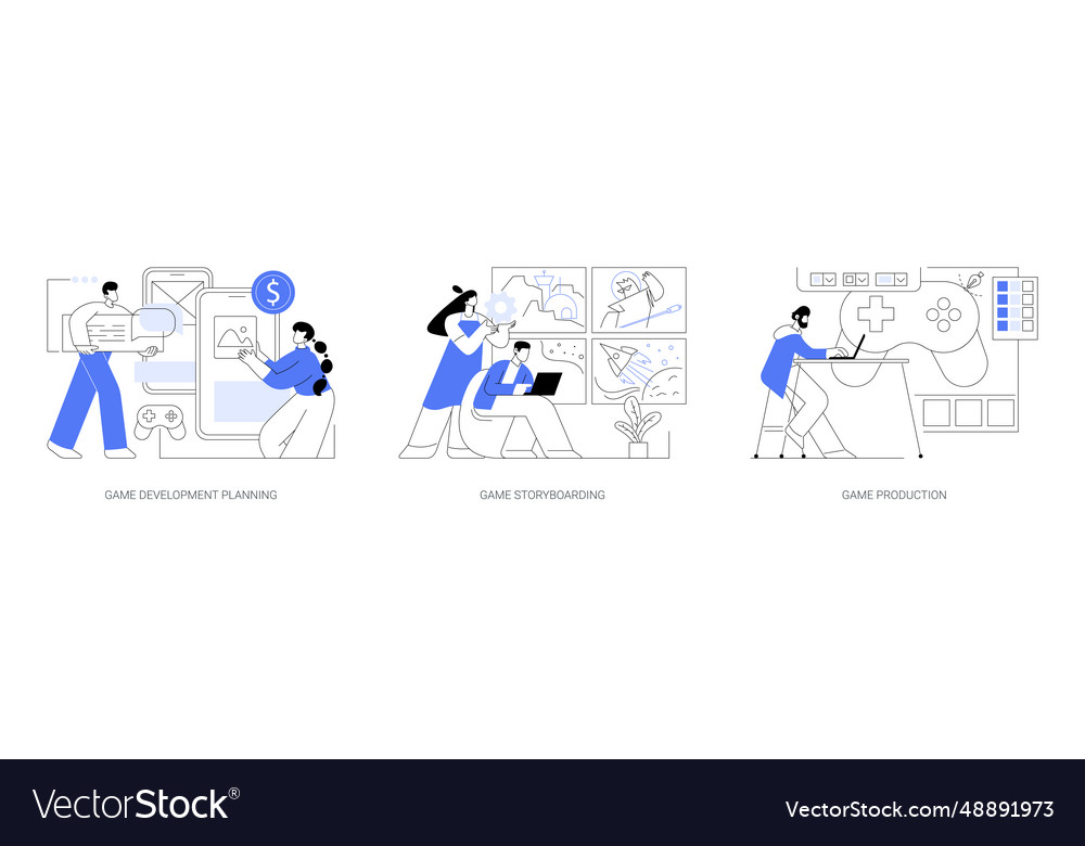 Game development process isolated cartoon Vector Image