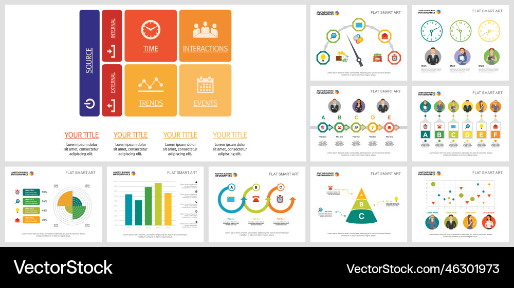 Geometrical colorful diagram template set Vector Image