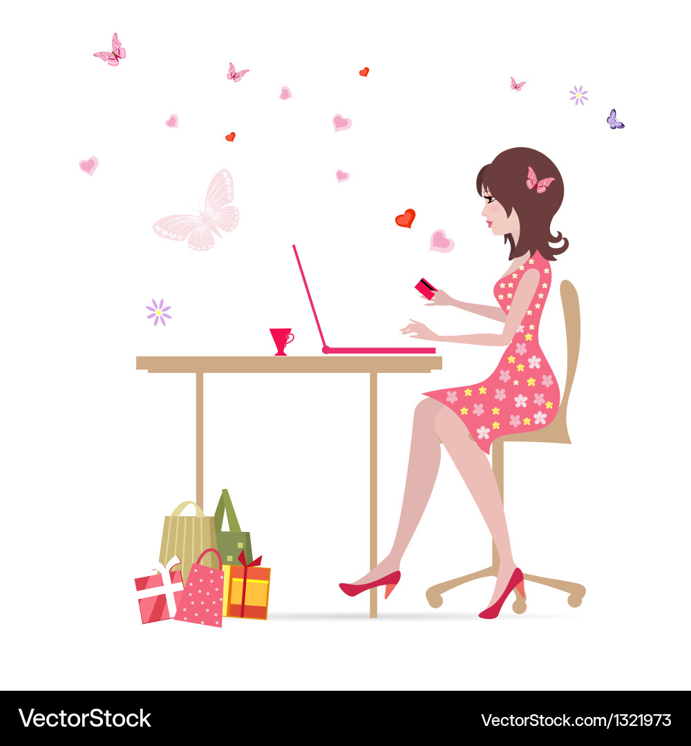Glamorous laptop girl Royalty Free Vector Image