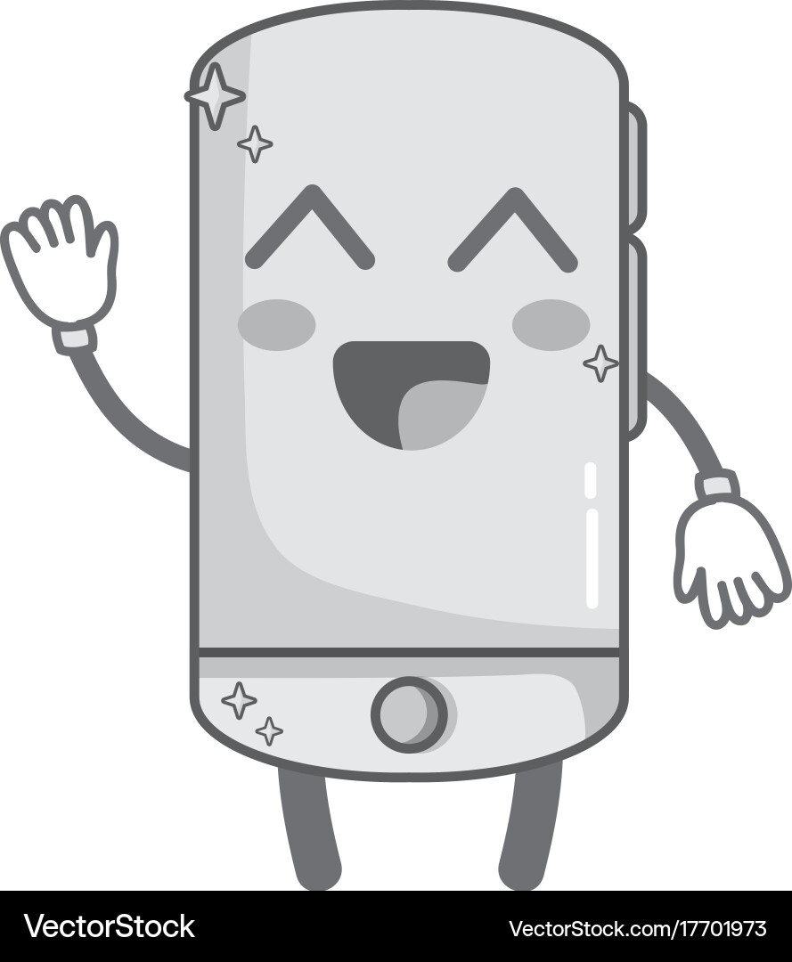 Grayscale kawaii cute happy smartphone technology Vector Image