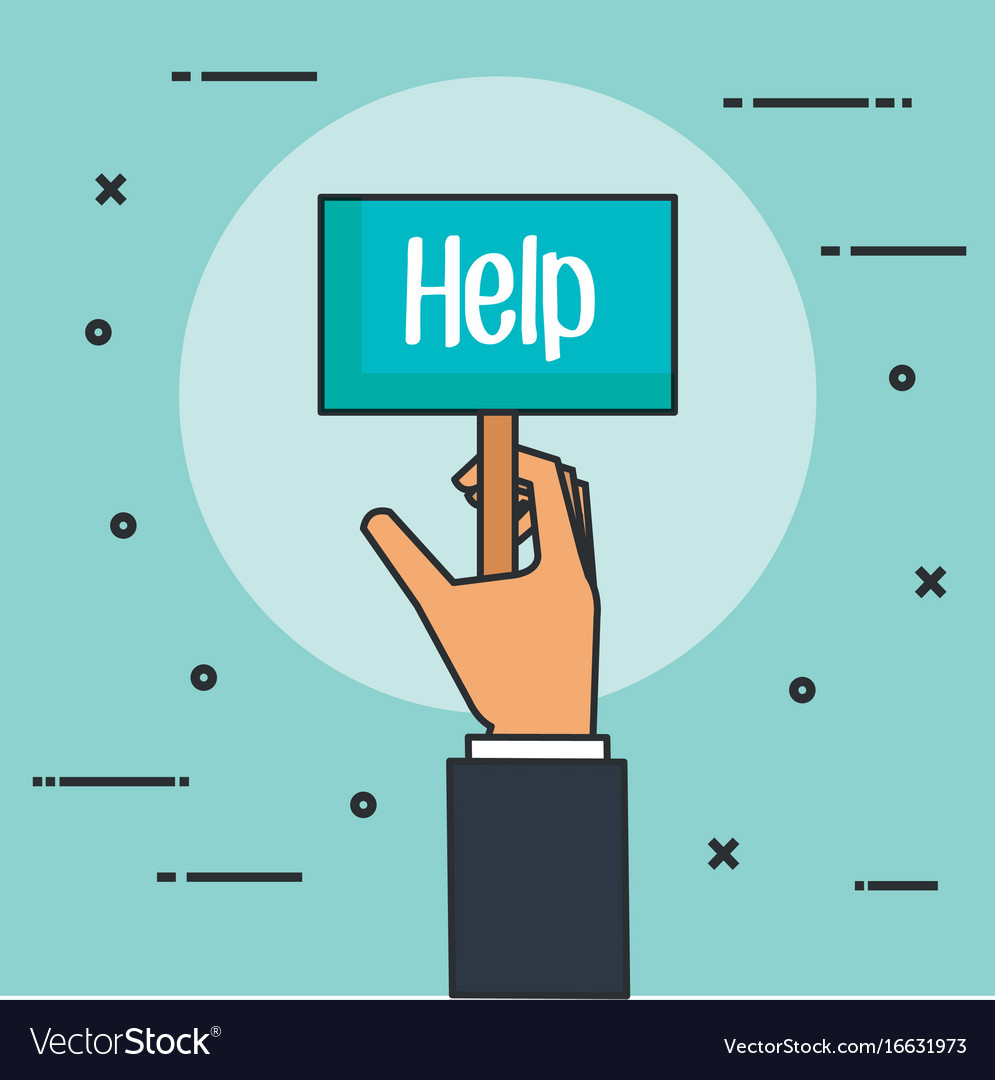 Hands holding placard for message help donation Vector Image