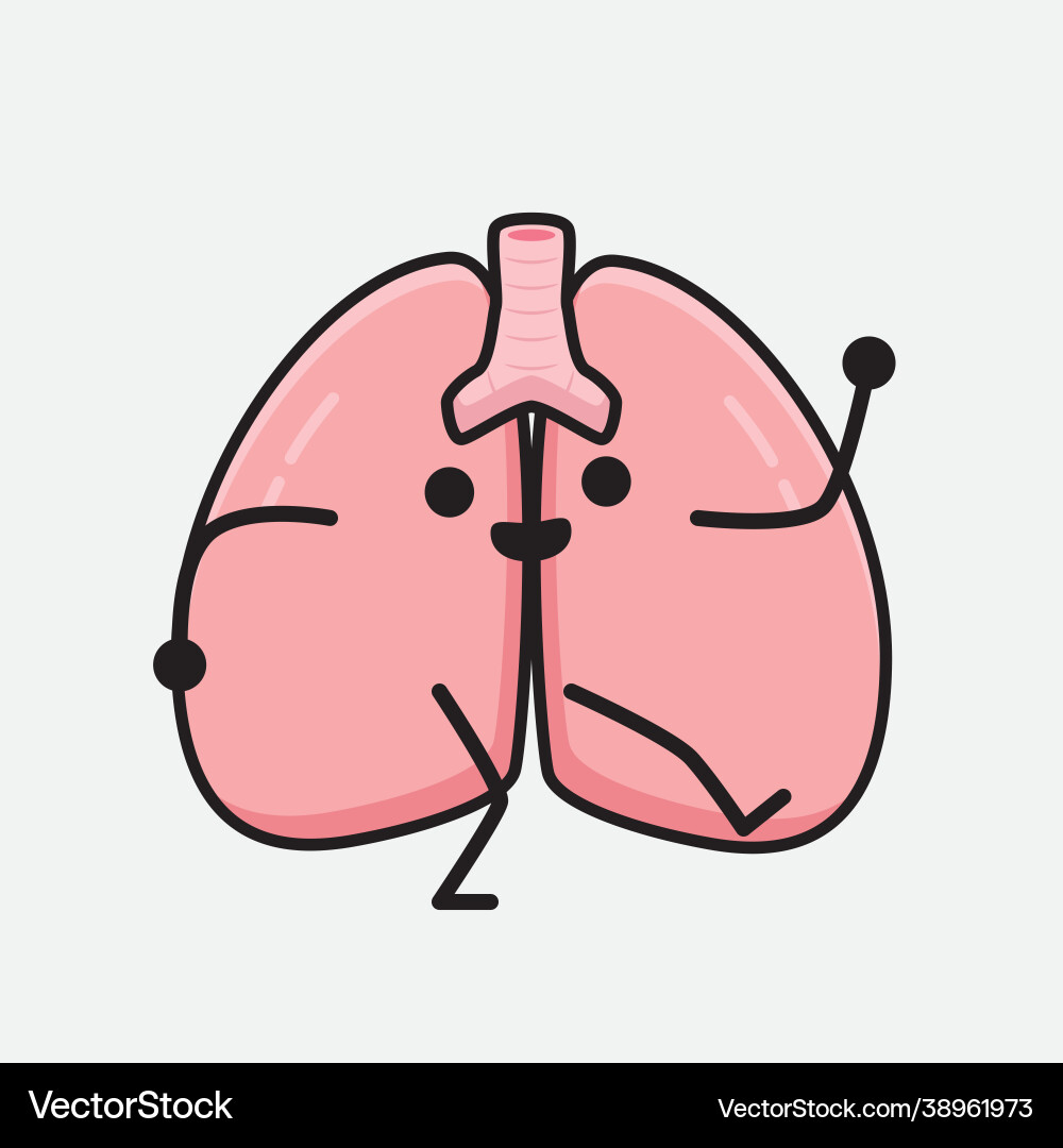 Lungs character with cute face and simple body Vector Image