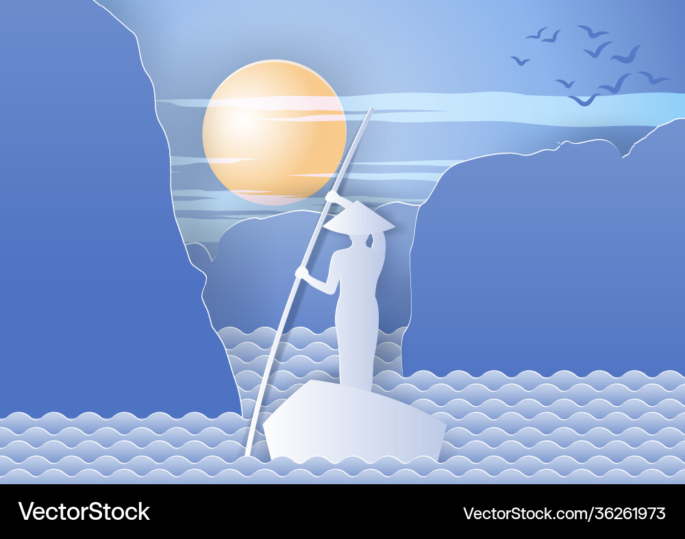 Man row boat to go come back home pass ha Vector Image