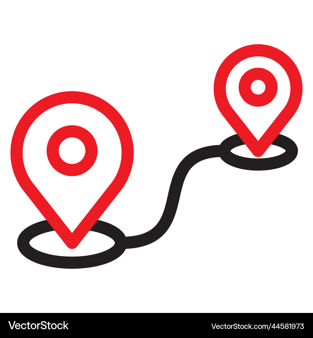 Route and pin location line icon road with map Vector Image