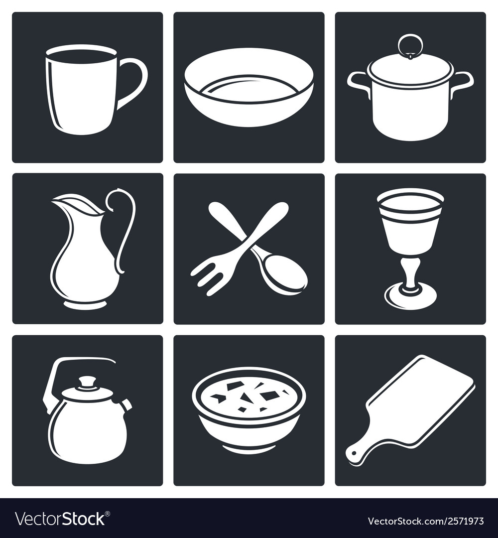 Tableware icons set Royalty Free Vector Image - VectorStock