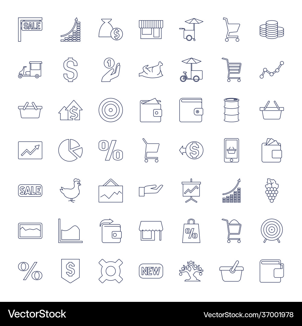 49 market icons Royalty Free Vector Image - VectorStock