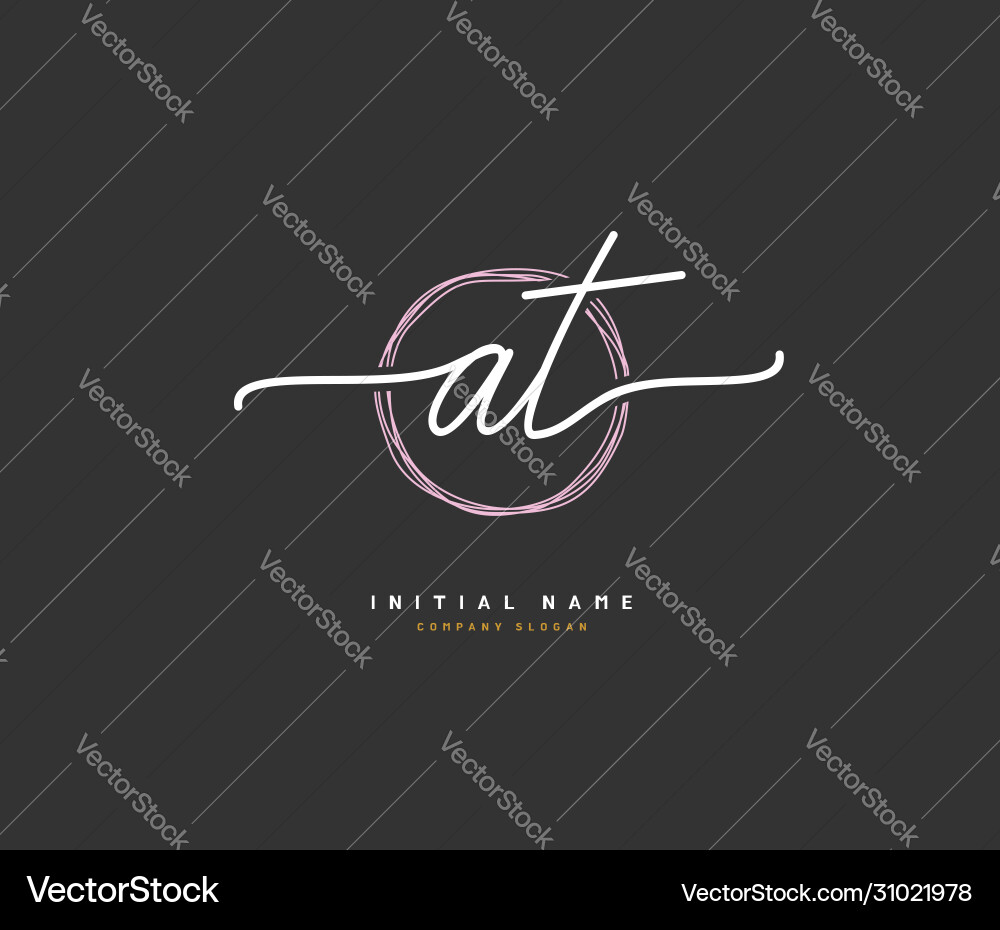 A t at beauty initial logo handwriting logo Vector Image