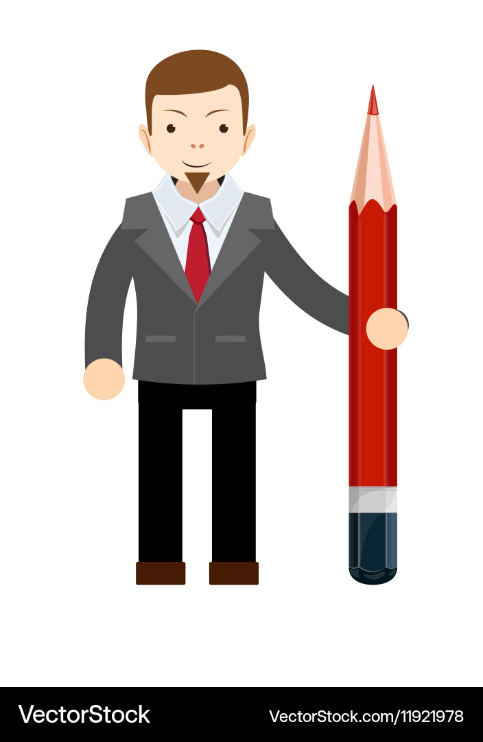 Business man with pencil Royalty Free Vector Image