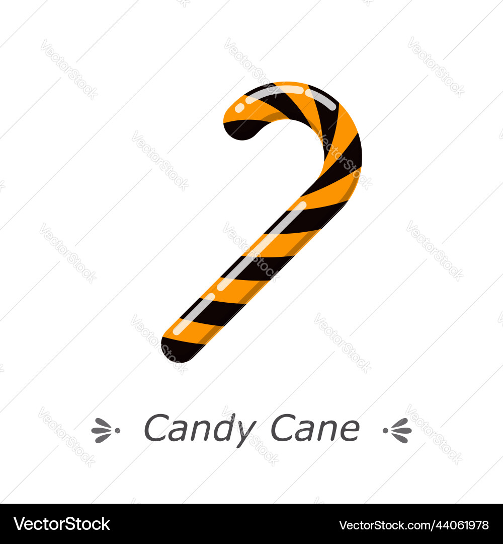 Candy cane with orange and black stripes Vector Image