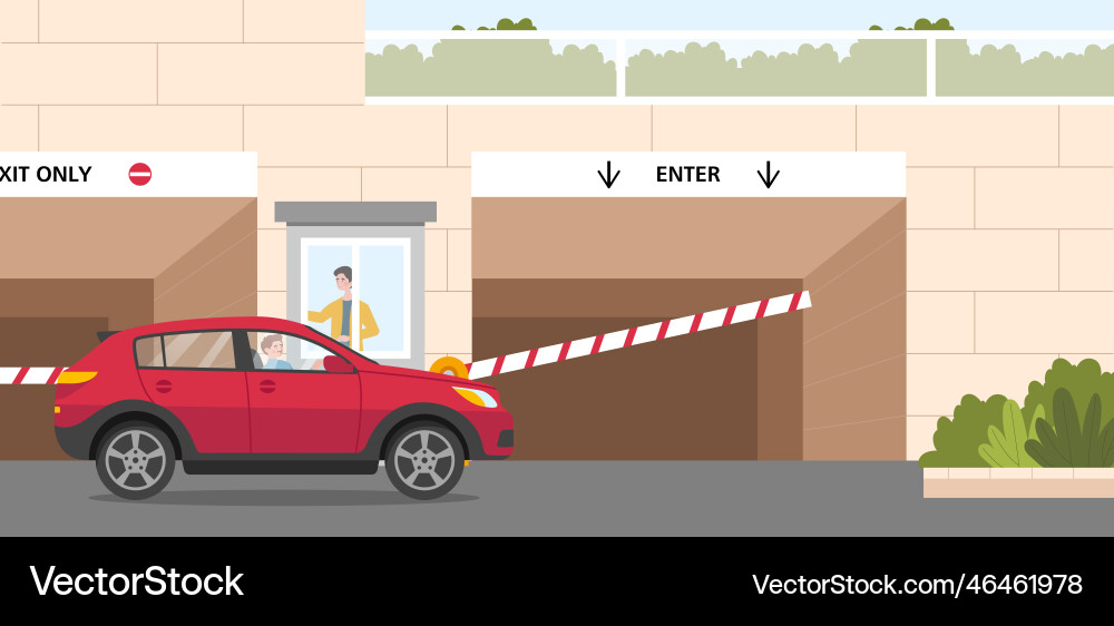 Car at parking entrance Royalty Free Vector Image