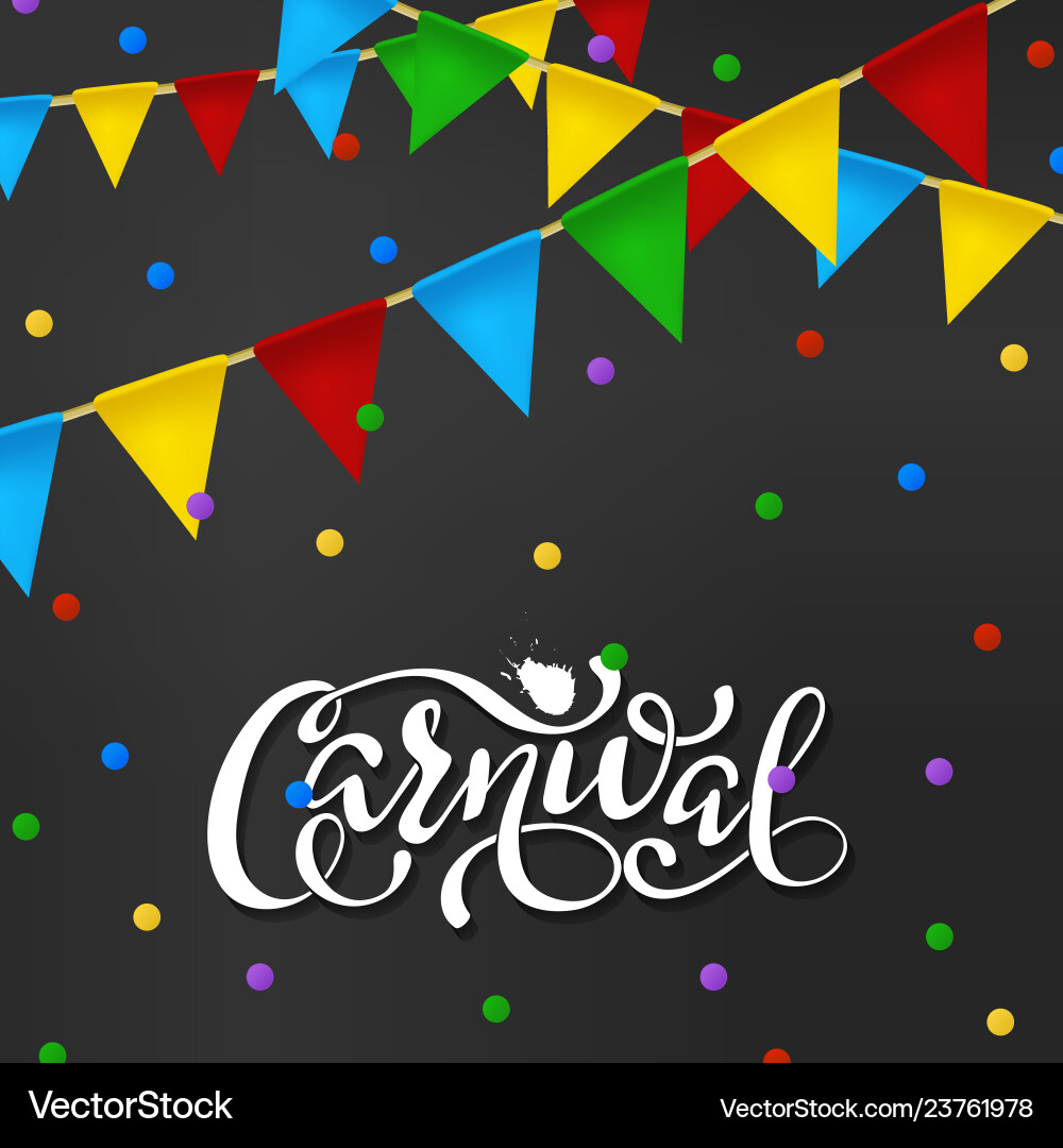 Carnival banner white paper lettering label Vector Image