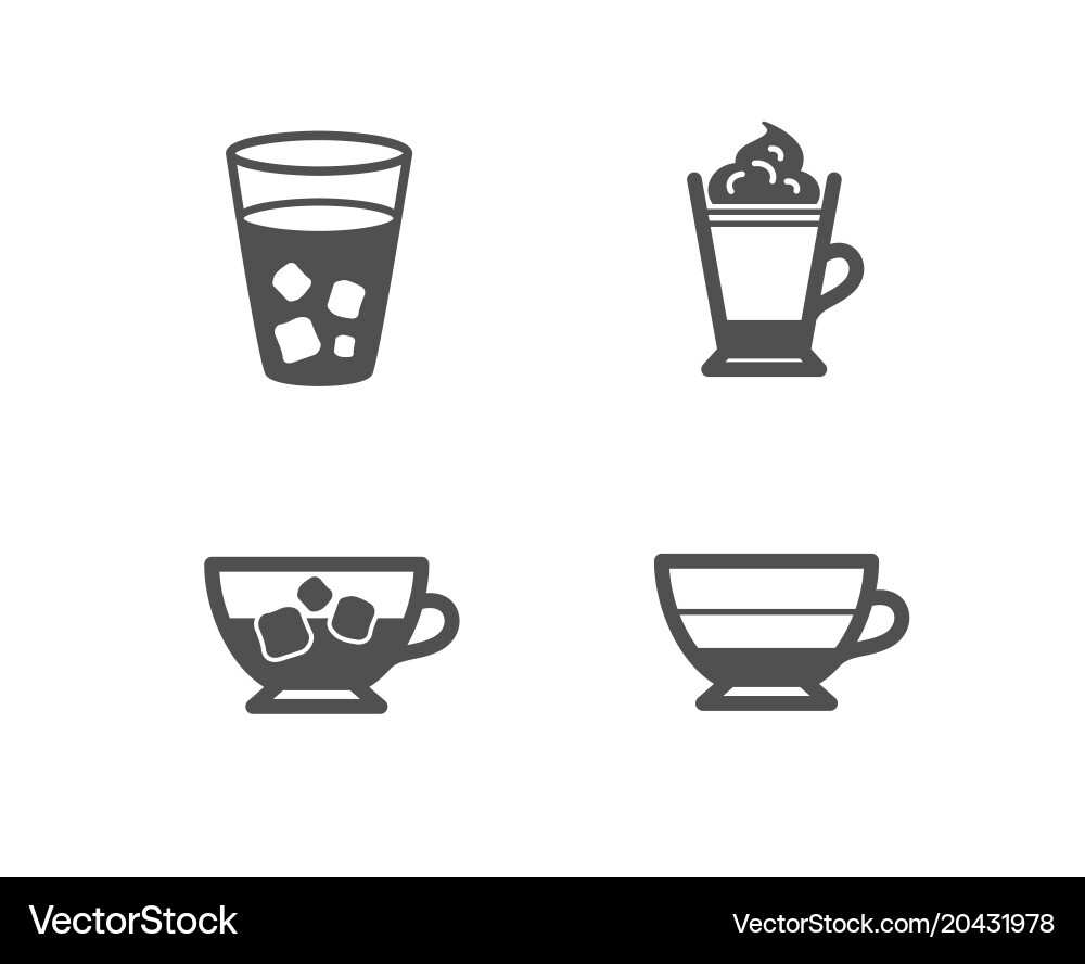 Cold coffee latte and ice tea icons Royalty Free Vector