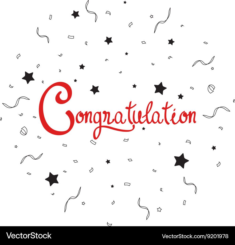 Congratulations lettering with confetti Royalty Free Vector