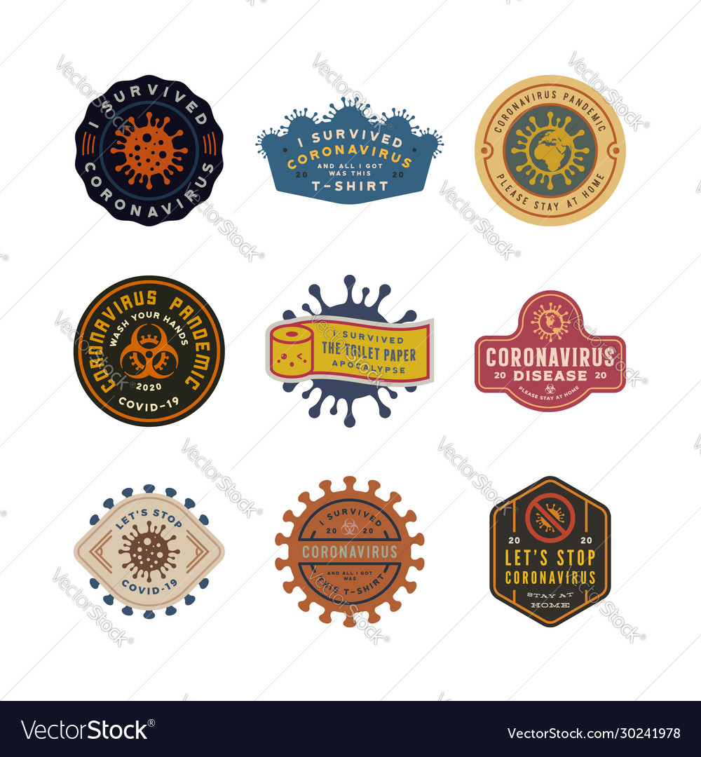 Coronavirus pandemic badges health and medical Vector Image