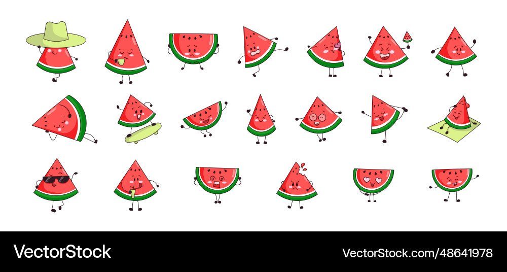 Cute watermelon character funny cartoon slice Vector Image