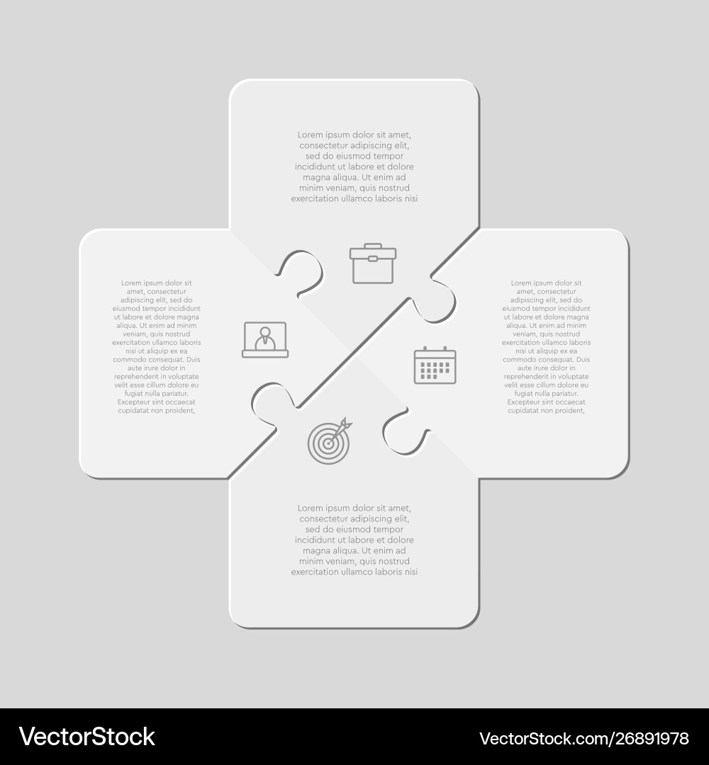 Four jigsaw puzzle square diagram info graphic Vector Image