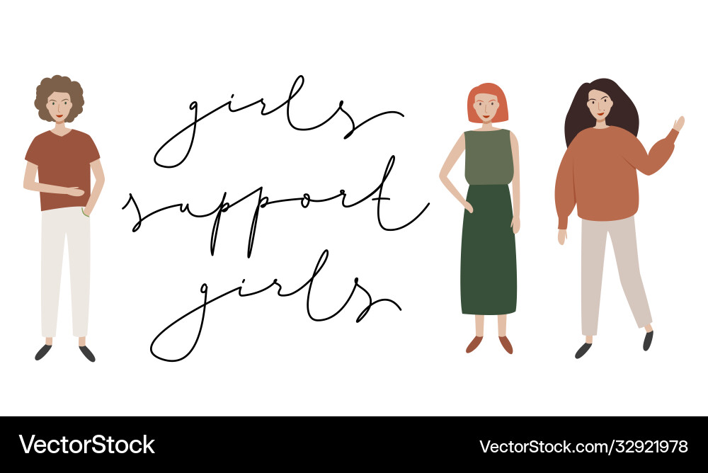 Girls support handwritten poster with young Vector Image