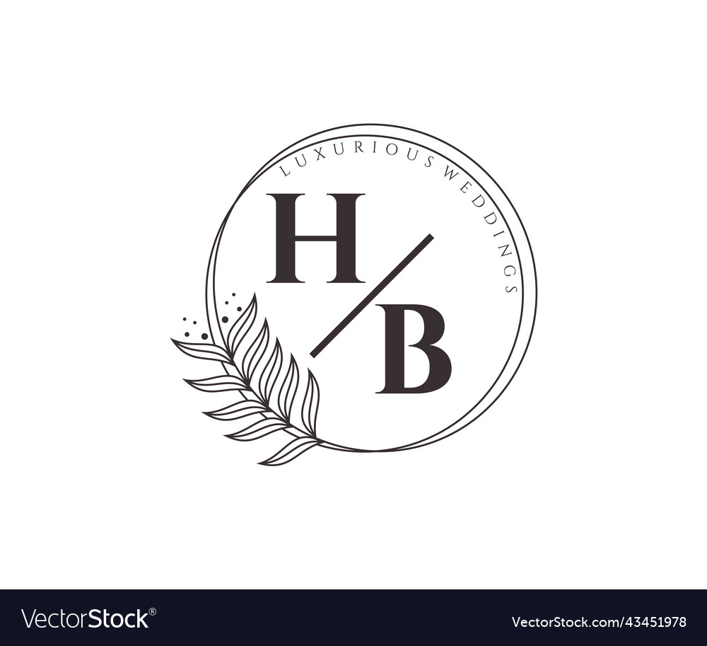 Hb initials letter wedding monogram logos Vector Image