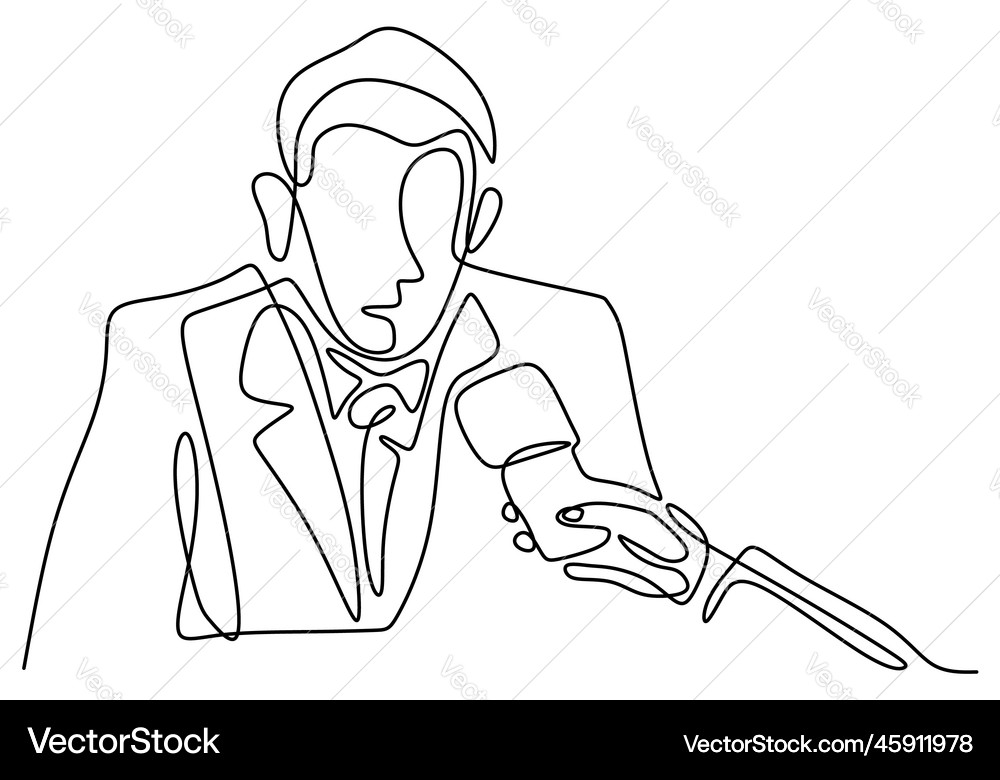 One continuous line drawing of a businessman Vector Image
