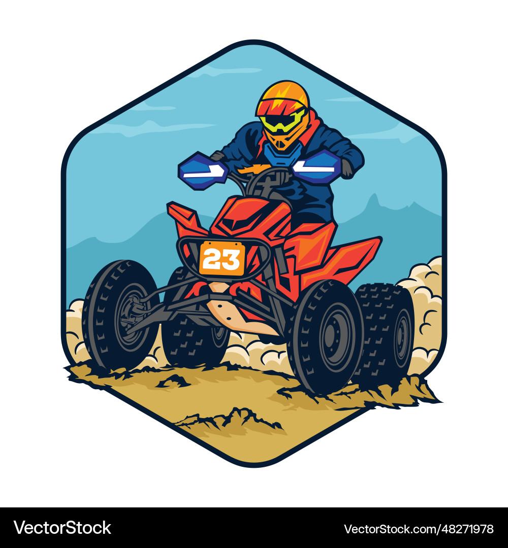 Quad atv extreme sport racing Royalty Free Vector Image