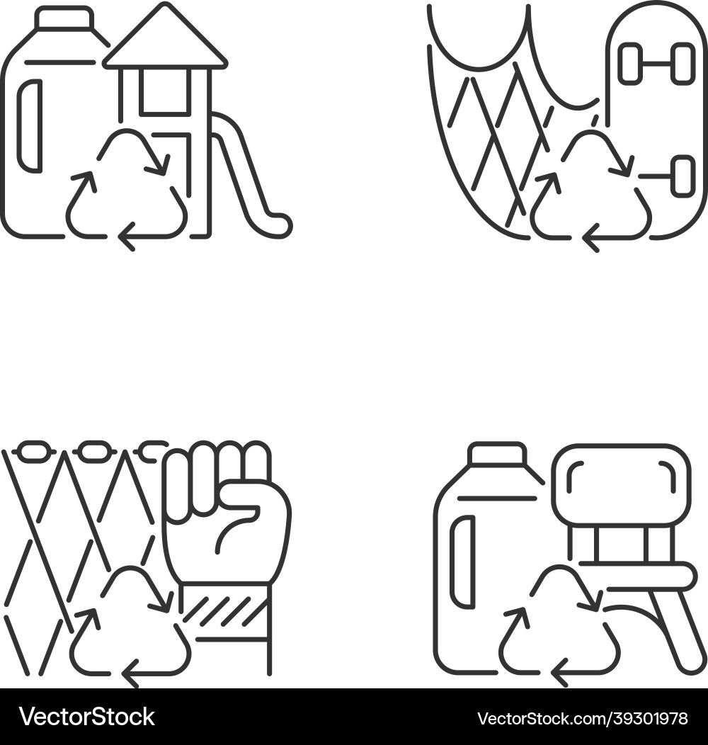Recycling for sustainability linear icons set Vector Image