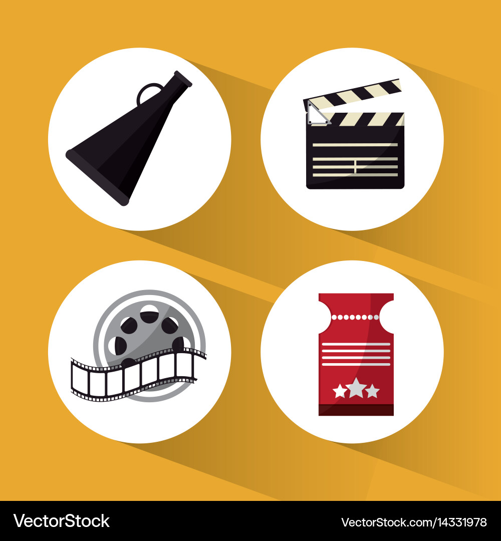 Set cinema concept symbol icons Royalty Free Vector Image