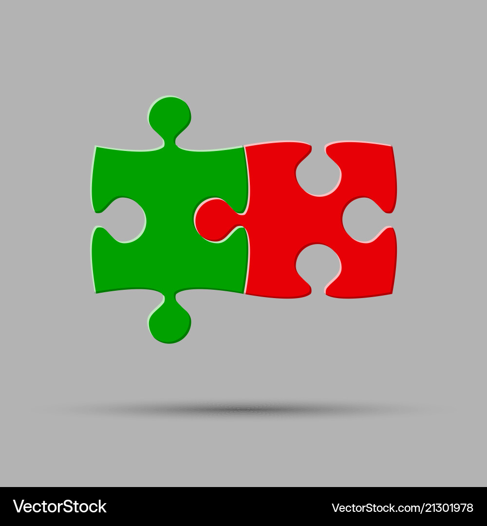 Two pieces puzzle infographic 2 steps diagram Vector Image