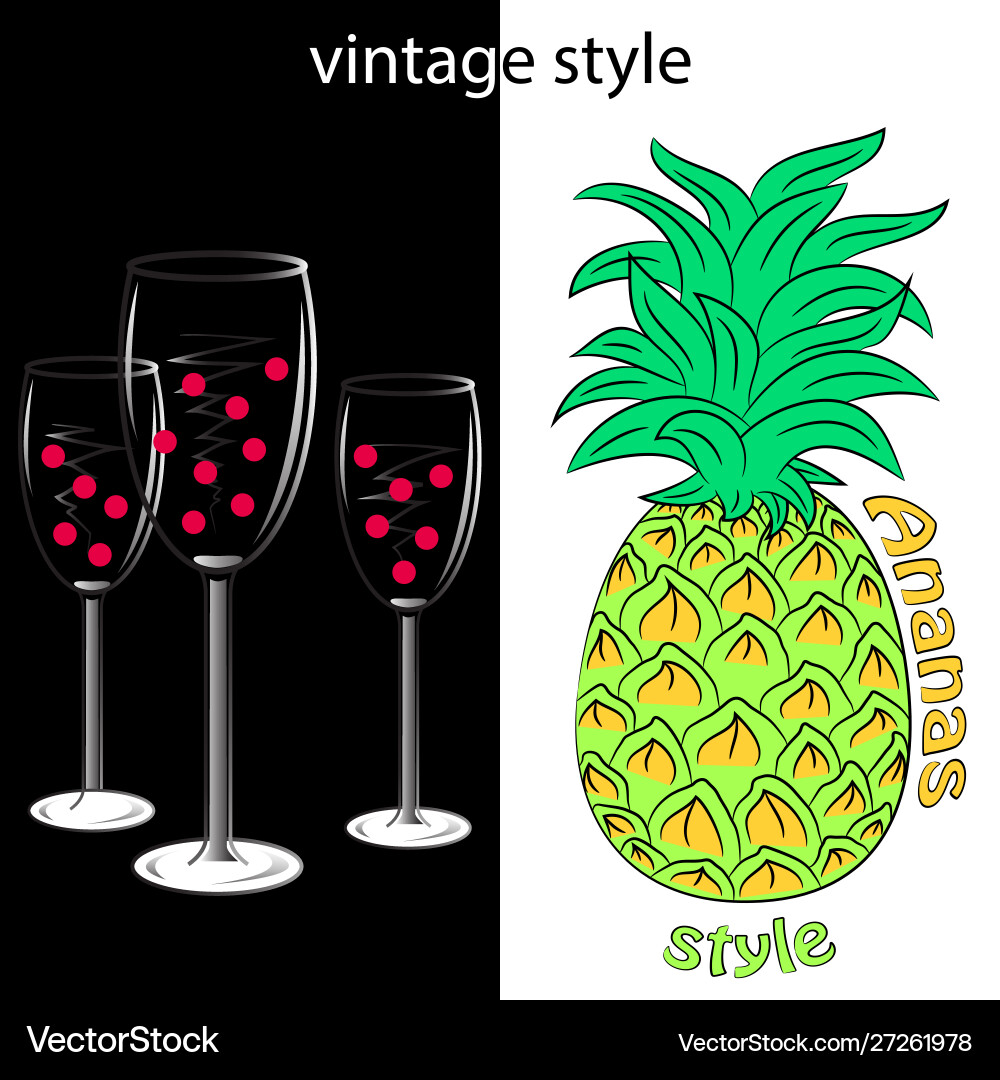 Vintage style banner with ananas Royalty Free Vector Image