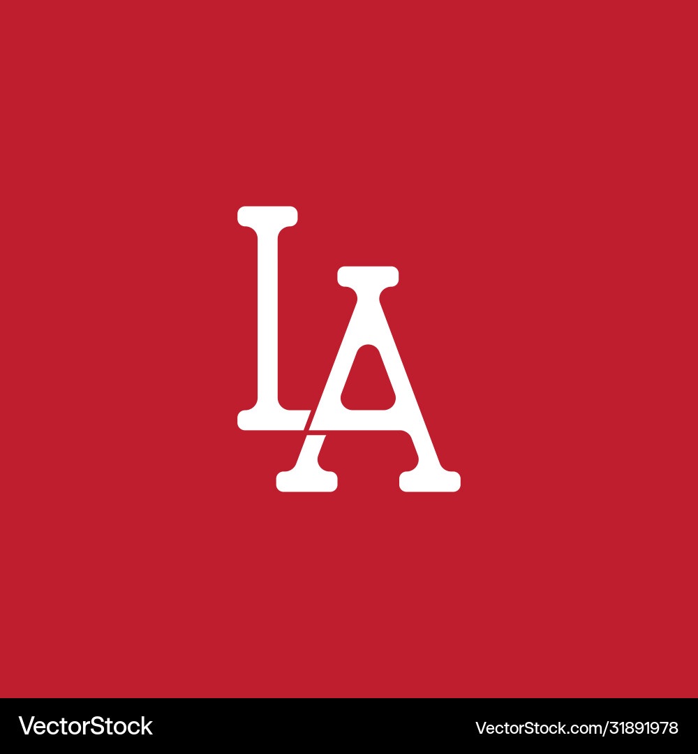 White letter la ia initial logo icon on red Vector Image