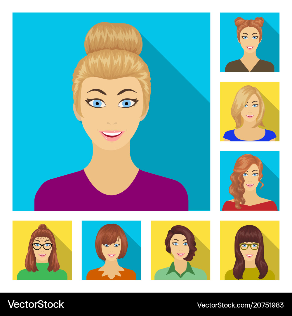 Avatar and face flat icons in set collection Vector Image