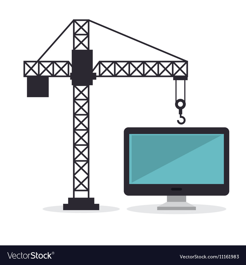 Construction crane hold computer screen Royalty Free Vector