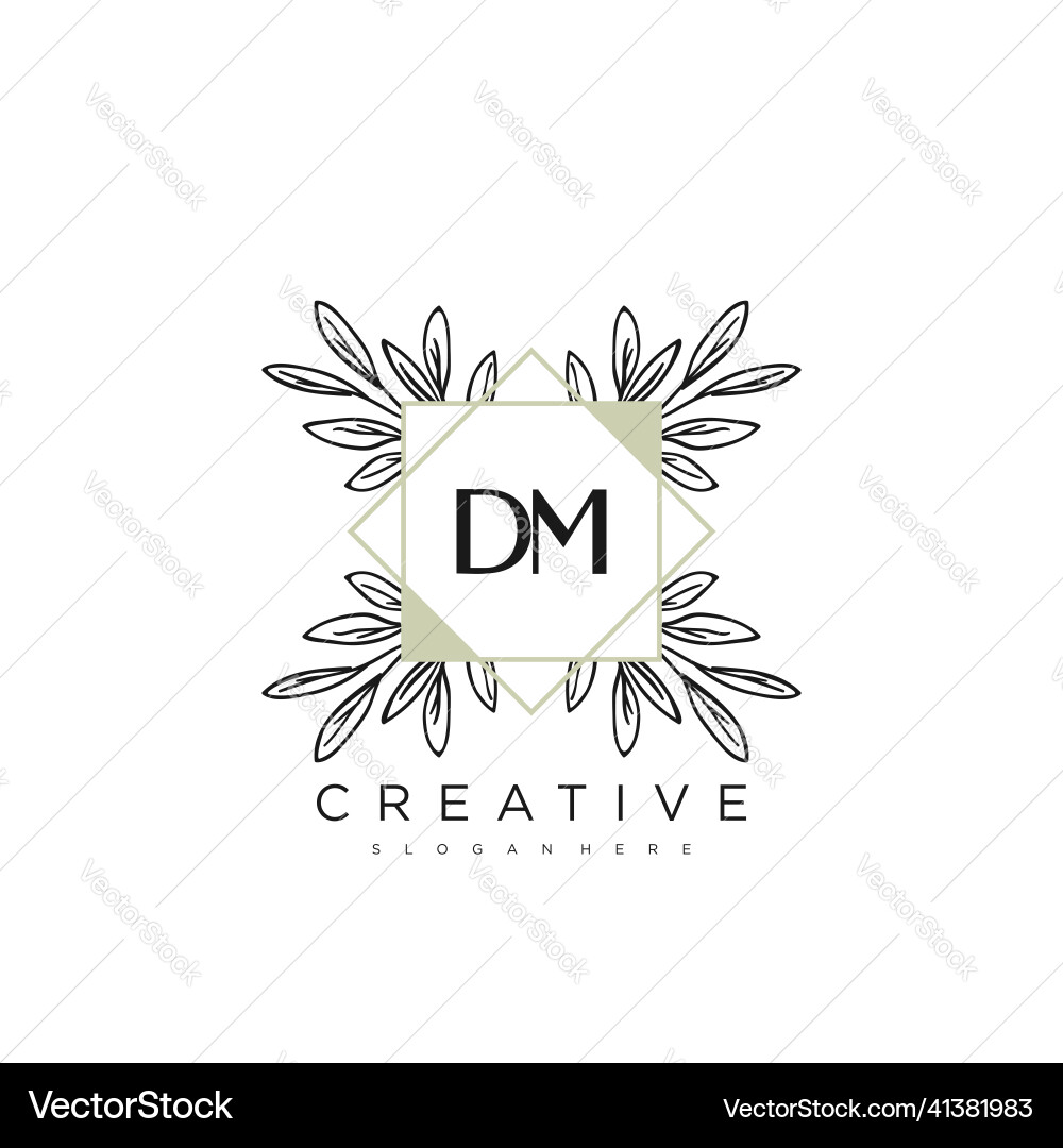 Dm initial letter flower logo template premium art