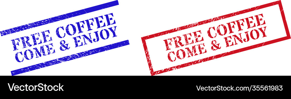 Free coffee come enjoy textured rubber seal Vector Image