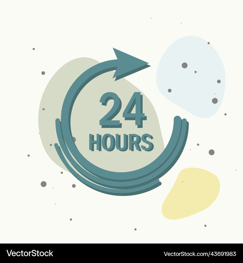 Icon of a clock 24 hours clock on multicolored Vector Image