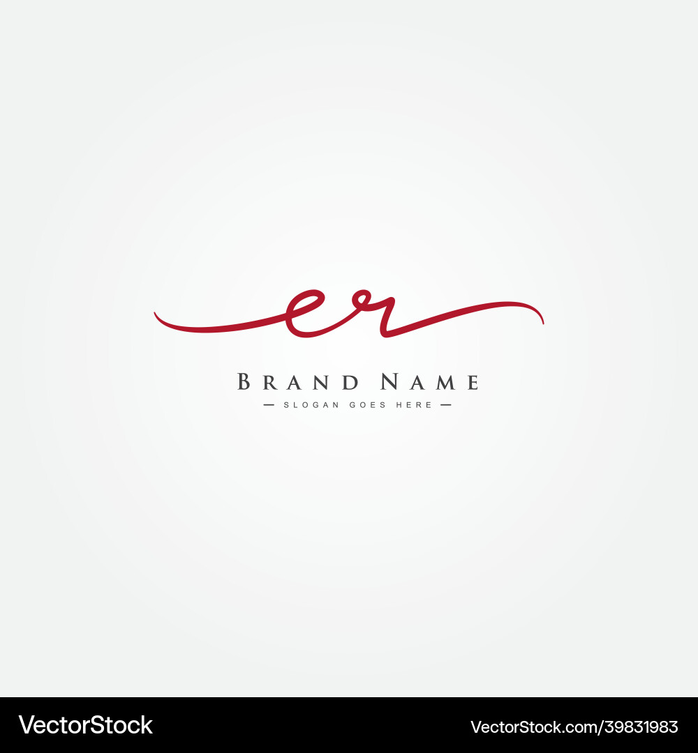 Initial letter er logo hand drawn signature logo Vector Image