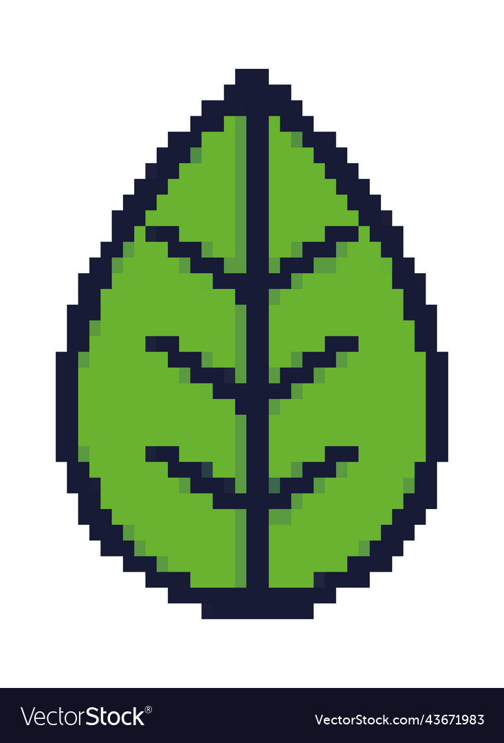 Leaf pixel art Royalty Free Vector Image - VectorStock