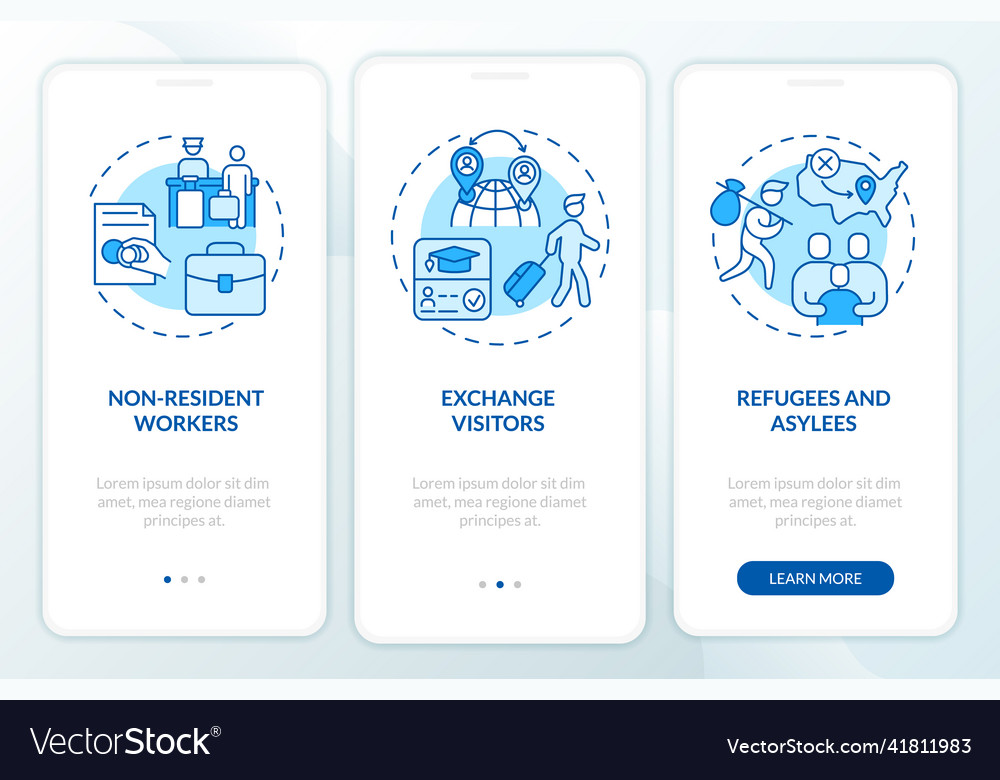 Migration pathways blue onboarding mobile app Vector Image