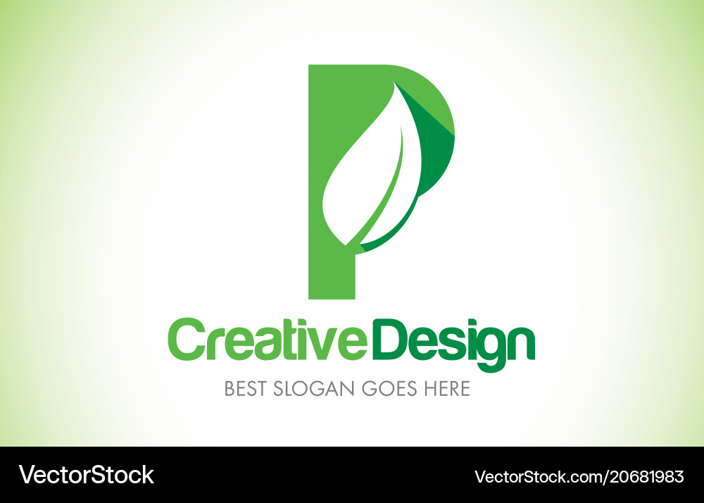 P green leaf letter design logo eco bio Royalty Free Vector